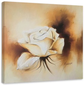 Obraz na plátně Růžový květ hnědý - 40x40 cm