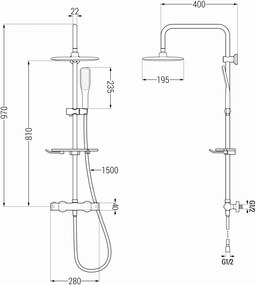 Mexen KT49 sprchový set s termostatickou baterií Kai, černá- zlatá, 771504993-75