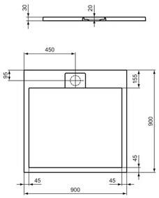 Ideal Standard i.Life Sprchová vanička litá 90 x 90 cm, úhlově černá T5227FV