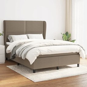 Box Spring Postel S Matrací Textil Taupe Hladké s hřebíky 140 x 200 cm