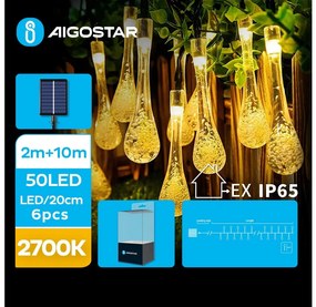 Aigostar B.V. | Aigostar - LED Solární dekorační řetěz 50xLED/8 funkcí 12m IP65 teplá bílá | AI0411