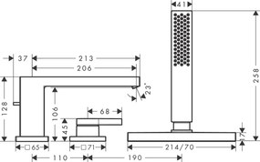 Hansgrohe Tecturis E, 3-otvorová baterie na okraj vany, kartáčovaný bronz, HAN-73443140