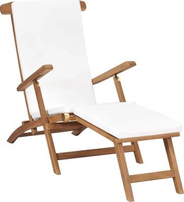 vidaXL Polohovací židle s poduškou masivní teakové dřevo [47409] Barva: Krémová bílá