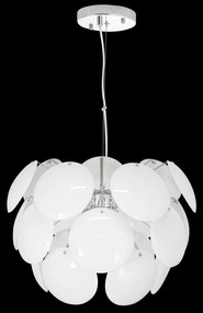 Bílá závěsná lampa 6736/3 8C White Gl se skleněnými talíři