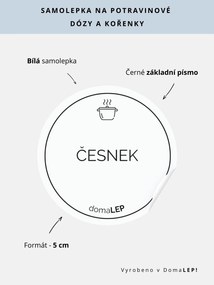 Samolepka na kořenky ČESNEK bílá 5 cm základní písmo