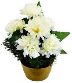 Dušičková dekorace s chryzantémami 23 x 22 cm, bílá