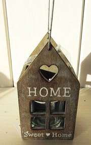 Dřevěný svícen domek s nápisem Home RY0128