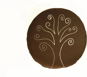 S radostí - vlastní výroba Meditační polštář strom života - hnědý Velikost: ∅30 x v25 cm