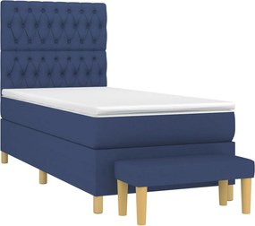 Box spring postel s matrací modrá 90x200 cm textil 3137371