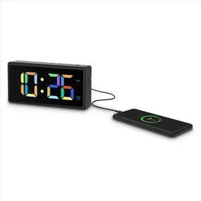 Hama Ibiza černá / digitální budík / vícebarevný displej / USB napájen