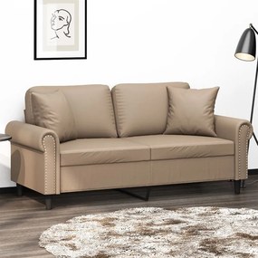 2místná pohovka s polštáři cappuccino 140 cm umělá kůže 3200934