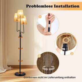 Costway Stojací lampa 175 cm 3 Stojací lampa s plamenem s kovovou základnou