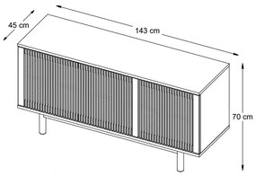 Designová komoda Calloway 143 cm přírodní dub