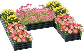 Outsunny Modulární ocelová zahradní čtvercová nádobka na zeleninu, sada 5 květináčů pro zeleninu, rostliny, květiny, rozměry 245L x 242W x 31H cm, ze…
