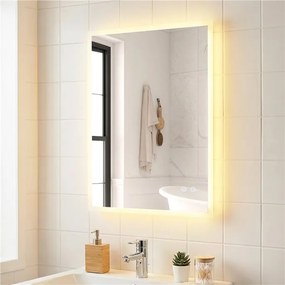 Costway Koupelnové zrcadlo s osvětlením a funkcí proti zamlžování a – 70 × 50 cm