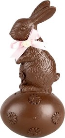 Dekorace čokoládový králík na vajíčku s mašlí - 12*10*25 cm