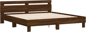 Rám postele s čelem hnědý dub 200 x 200 cm kompozitní dřevo 3207398