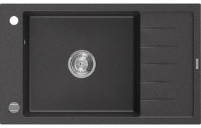 Mexen Elias 1-miskový granitový dřez s krátkým odkapávačem 795 x 480 mm, Skvrnitá černá - 6511791005-76