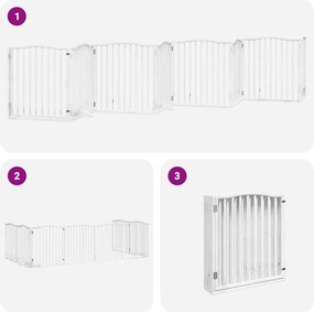 Zábrana pro psy s dvířky skládací 8 panelů bílá 640 cm topol 3155622