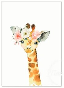 Plátno - obrázek - zvířátka s věnečkem Motiv: TX2156G žirafa, Rozměry (cm): 40x60 cm