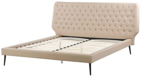 Eko kožená postel 160 x 200 cm béžová ESSONNE Beliani
