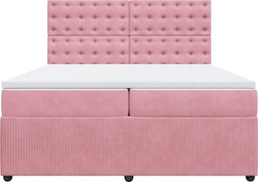 Box spring postel s matrací růžová 200x200 cm samet 3292447