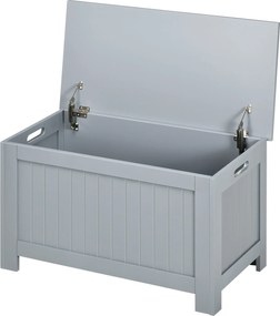 HOMCOM Úložný trunk pro ložnici – Úložná lavice se víkem, multifunkční úložný trunk s bezpečnostním pantem pro chodbu a obývací pokoj 81x40x46 cm Šedá