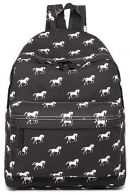 Konofactory Černý vzorovaný batoh do školy „Horses“ 11L