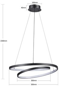 Brilagi-LED Stmívatelný lustr na lanku TWISTER LED/48W/230V pr. 50 cm černá +DO