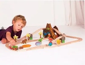 Bigjigs Rail Dřevěná vláčkodráha dinosauři / 49 dílů / od 3 let