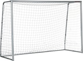 SPORTNOW Fotbalová brána s PE síťovinou, fotbalová brána pro děti a dospělé, 300 x 120 x 200 cm, Ocel, PE, pro zahradu, fotbalový trénink, šedá | Aoso