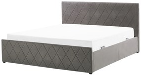 Sametová postel s úložným prostorem 160 x 200 cm šedá ROCHEFORT Beliani