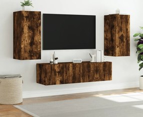 vidaXL 4dílná obývací stěna s LED kompozitní dřevo [3216843] Barva: kouřový dub