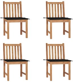 Zahradní židle 4 ks s poduškami masivní teak 3073095