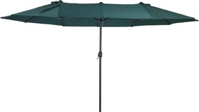 Outsunny Dvoubarevný Slunečník 455 x 265 cm, Slunečník s UV Ochrannou a Kličkou, Balkónový Slunečník, Plážový Slunečník, Odolný Slunečník s Ochrannou