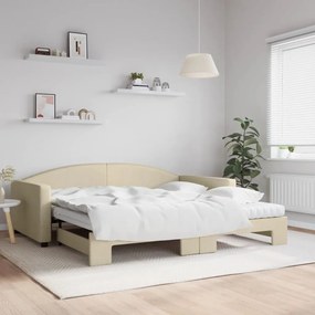 Válenda s přistýlkou a matracemi krémová 100 x 200 cm textil 3197215