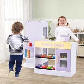 Costway Dětský obchod dřevěný obchod s bočním pultem – 89 × 57 × 80 cm