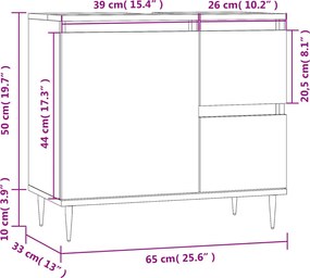 vidaXL Koupelnová skříňka 65 x 33 x 60 cm kompozitní dřevo [831597] Barva: dub sonoma