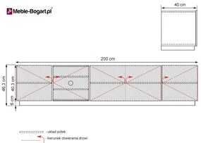 TV stolek Asha 200 cm - černý mat