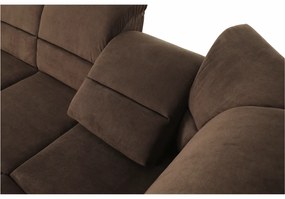 Kondela Rozkládací sedací souprava, hnědá látka, pravá, SANTIAGO