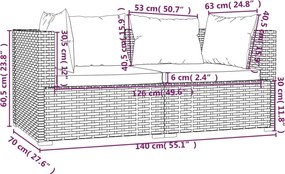 vidaXL 3dílná zahradní sedací souprava s poduškami polyratan [317510] Barva: Hnědá a skořicová červená