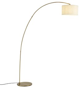 Moderní oblouková lampa mosazná s béžovým stínidlem - Vinossa