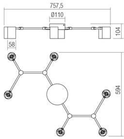 Redo 01-4048 - Bodové svítidlo WEBB 6xGU10/10W/230V černá