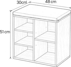 Botník Miramar, přírodní dřevo / šedá