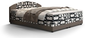 Manželská postel Boxspring 140 cm Orlando Comfort (vzor + světle hnědá) (s matrací a úložným prostorem). 1056252