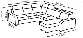 NEW:Sedací souprava Oslo U 2F-R-2UP-OTO tyrkysová