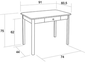 Bradop Jídelní stůl PATRIK 60×90 S01 DPB - Dub přírodní-bíla