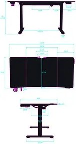 ULTRADESK LEVEL V2 modrá / Herní elektricky nastavitelný stůl / 140 x