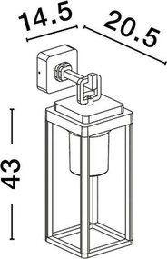 NV 9492500 Venkovní nástěnné svítidlo FIGO antracitový hliník a čirý akryl E27 1x12W 220-240V bez žárovky IP65 - NOVA LUCE