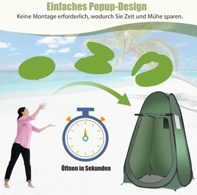 Costway Skládací sprchový a převlékací stan – 120 × 120 × 190 cm, zelený